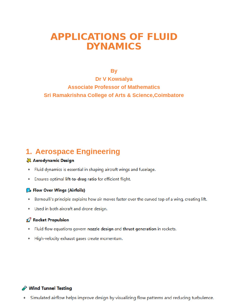 Applications of Fuid Dynamics | PDF