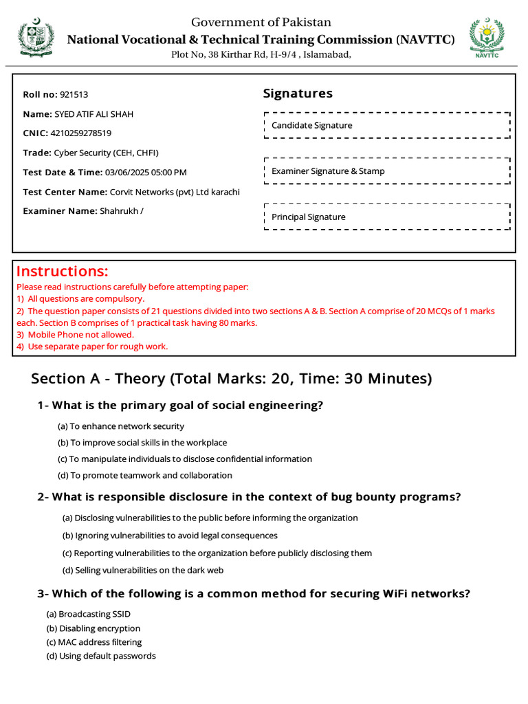 Theory Paper - BATCH 1 | PDF | Computer Security | Security