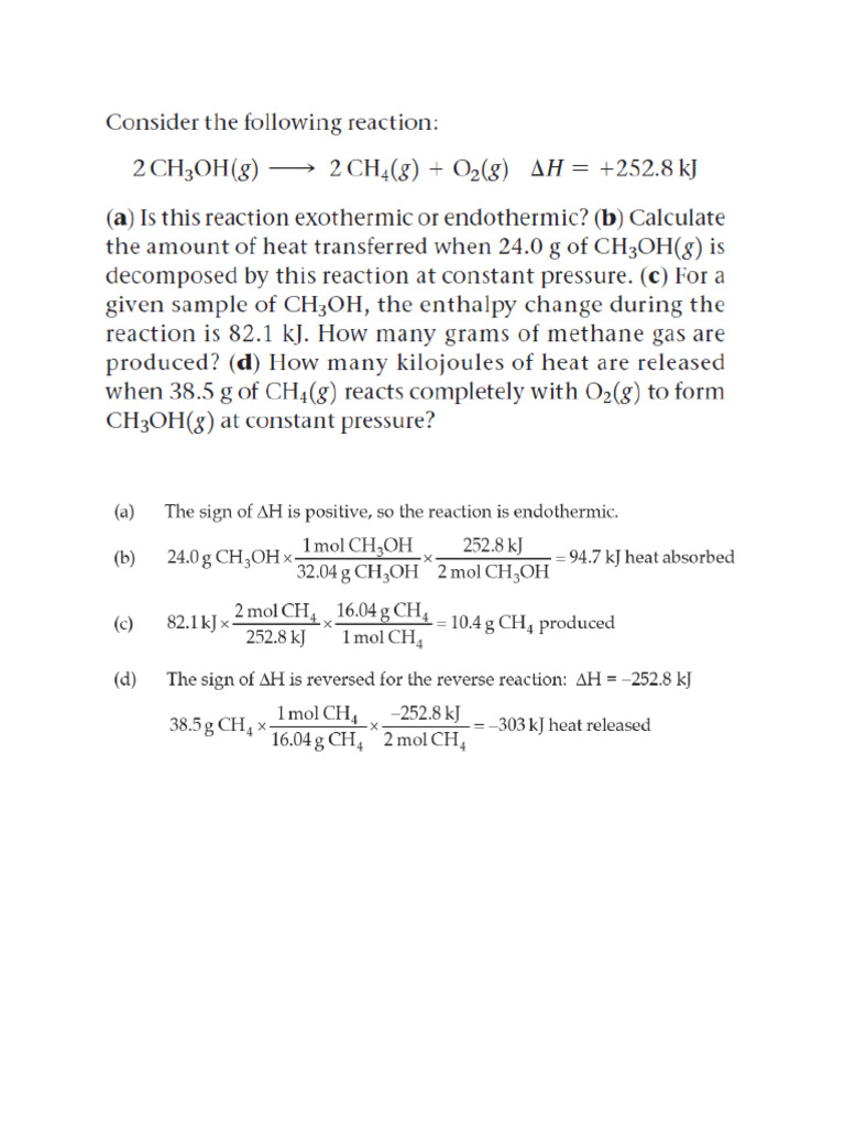 In Class Review Questions - Thermochem | PDF