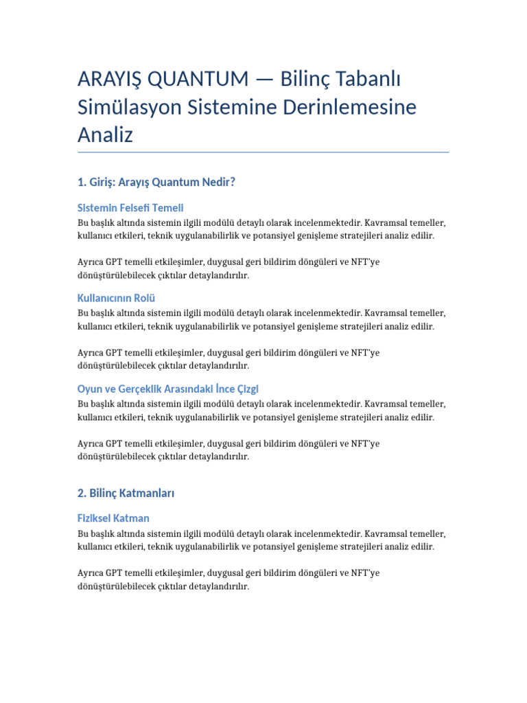 Arayis Quantum 50 Sayfalik Analiz | PDF