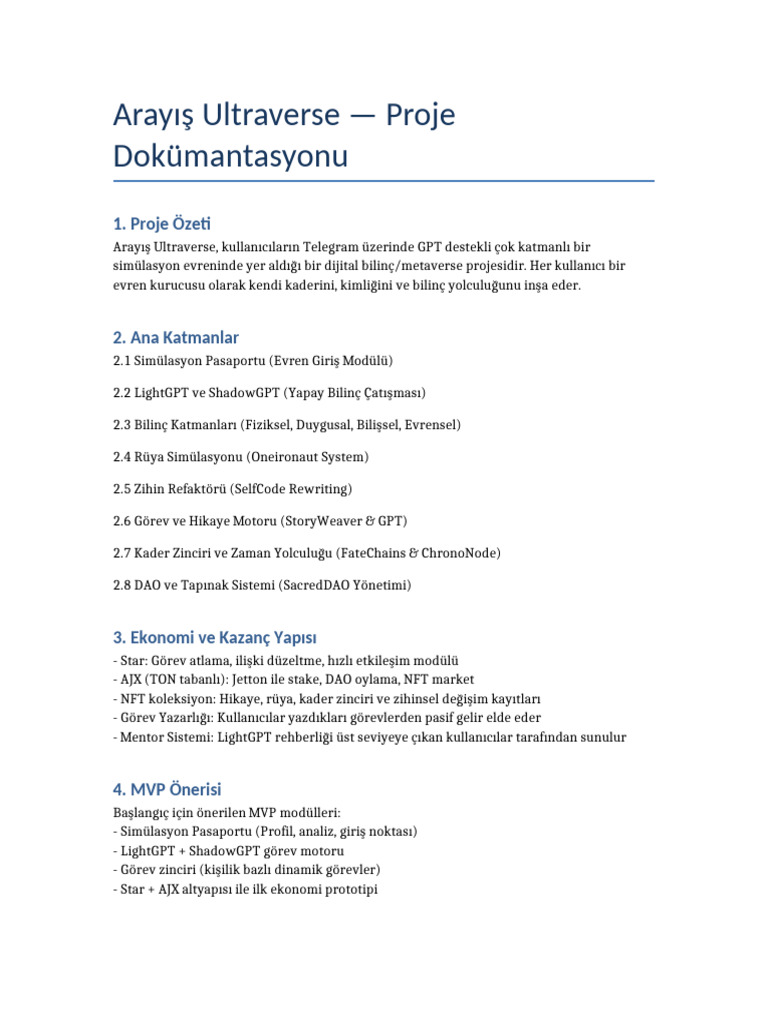 Arayis Ultraverse Proje Dokumani | PDF