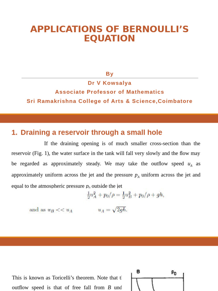Application of Bernoulli's Equation | PDF