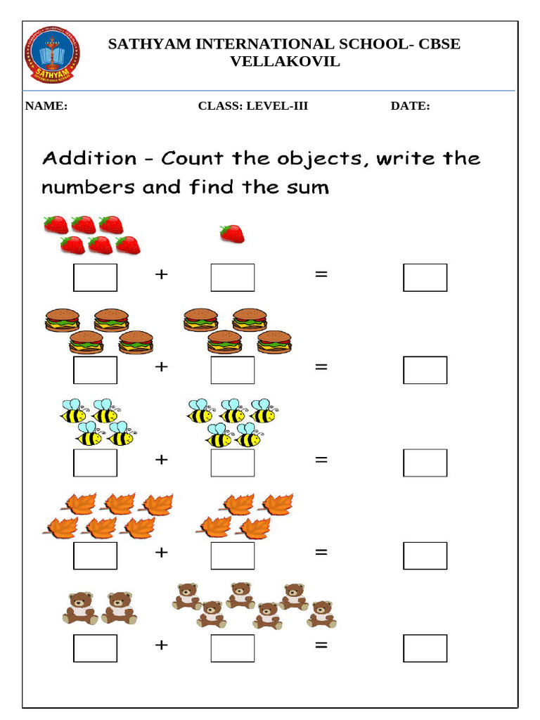 Addition Worksheet (l3 Sis) | PDF