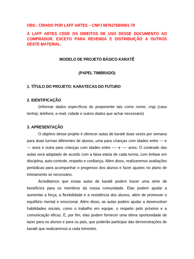 06 Karate Modelo de Projeto | PDF | Karatê | Liderança