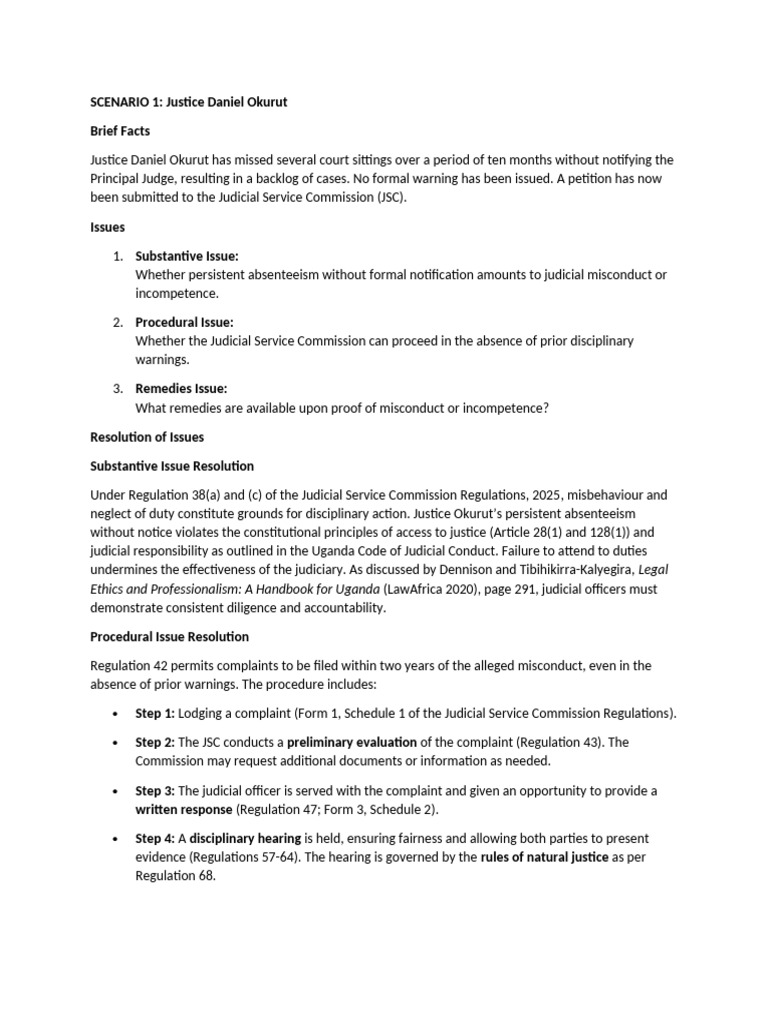Judicial Conduct Scenarios | PDF | Complaint | Judgment (Law)