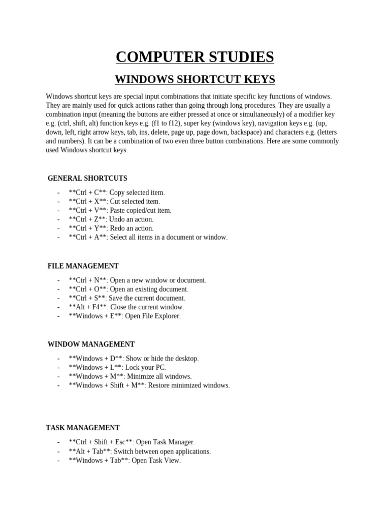 Windows Shortcut Keys | PDF