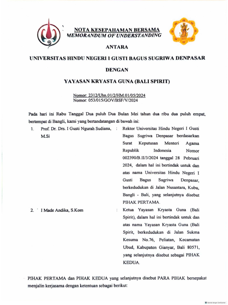 MoU DGN Bali Sprint | PDF