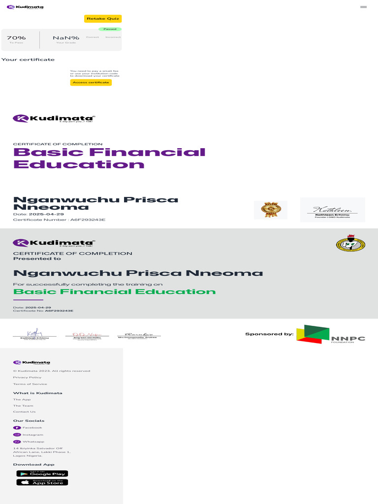 Basic Financial Education Certificate | PDF