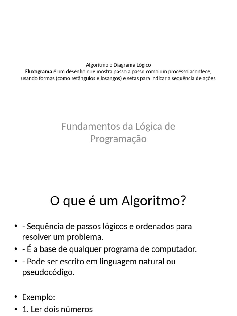 Algoritmo e Diagrama Logico | PDF