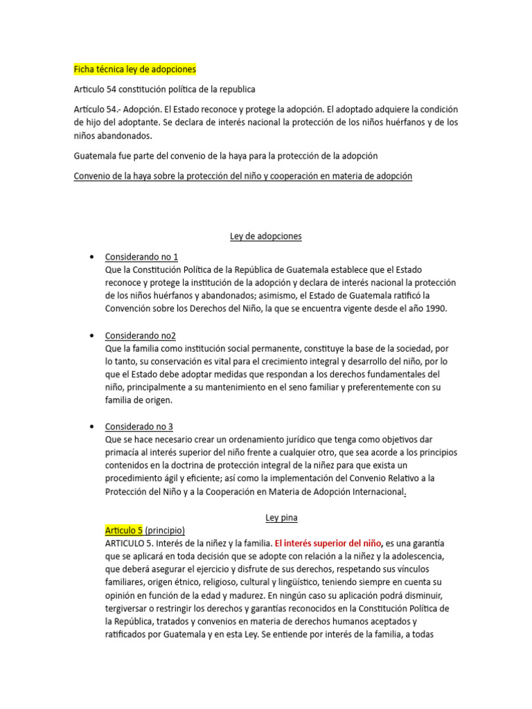 Ficha Técnica Ley de Adopciones | PDF | Adopción | Apelación