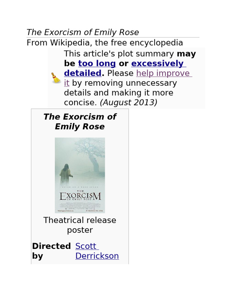 Exorcism of Emily Rose Overview | PDF