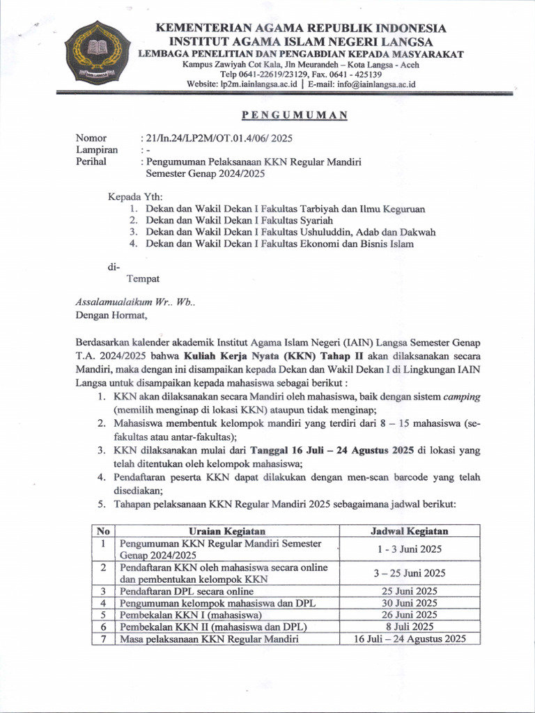 Pengumuman KKN Dan Poster | PDF