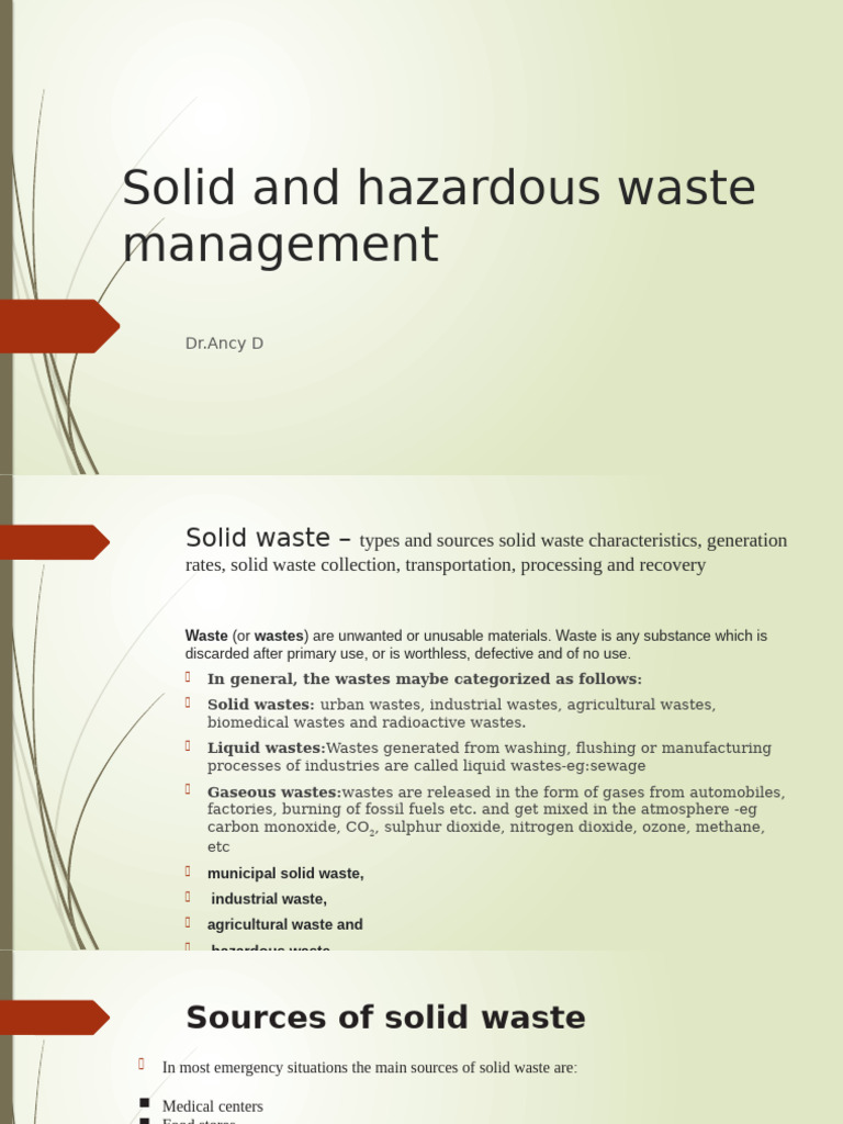 Solid and Hazardous Waste Management | PDF | Redox | Waste