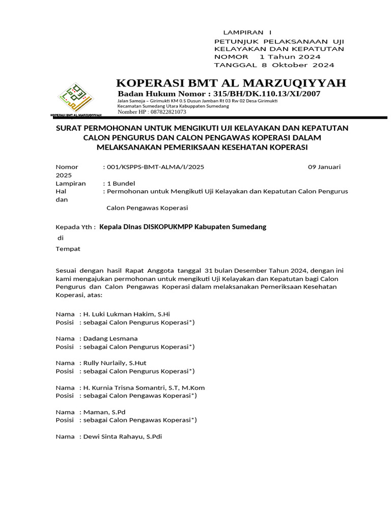 Asesmend Dinas Koperasi H. Luki Lukman Hakim, S.hi | PDF