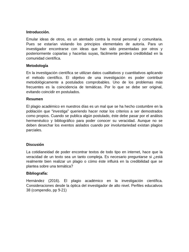 El plagio académico en la investigación científica foro | PDF