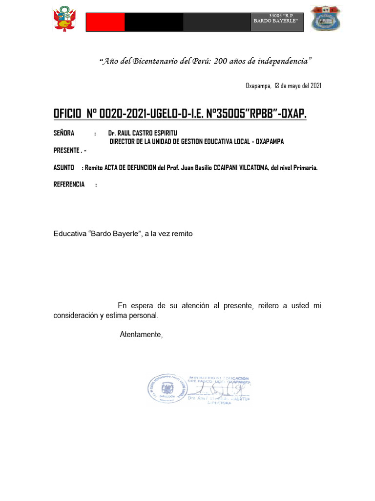 Oficio Juan .Acta | PDF