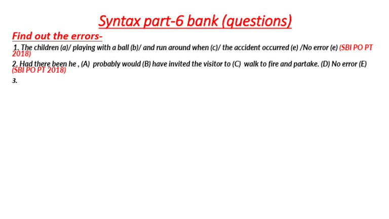Syntax Part-6 Bank (Questions) | PDF