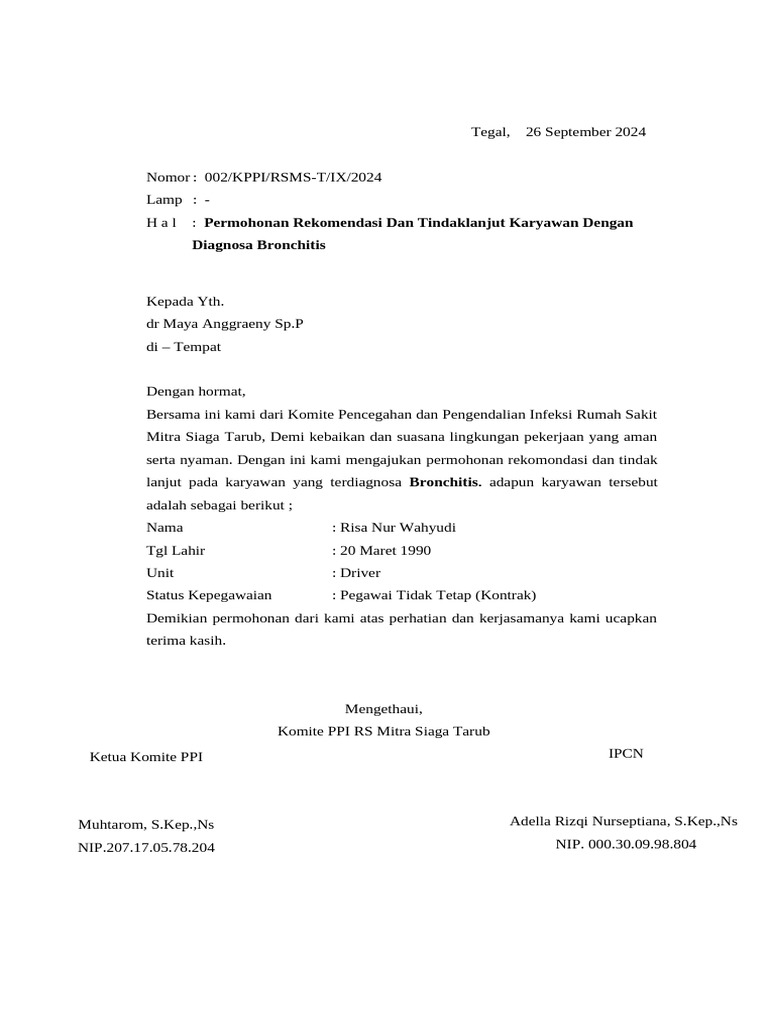 Surat Rekomendasi Risa Driver 1 | PDF