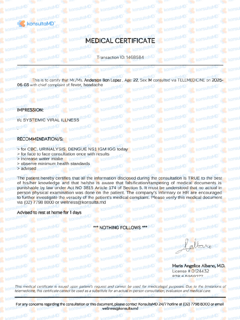 Anderson Bon Lopez - Medical-Certificate - 2025!06!03 | PDF