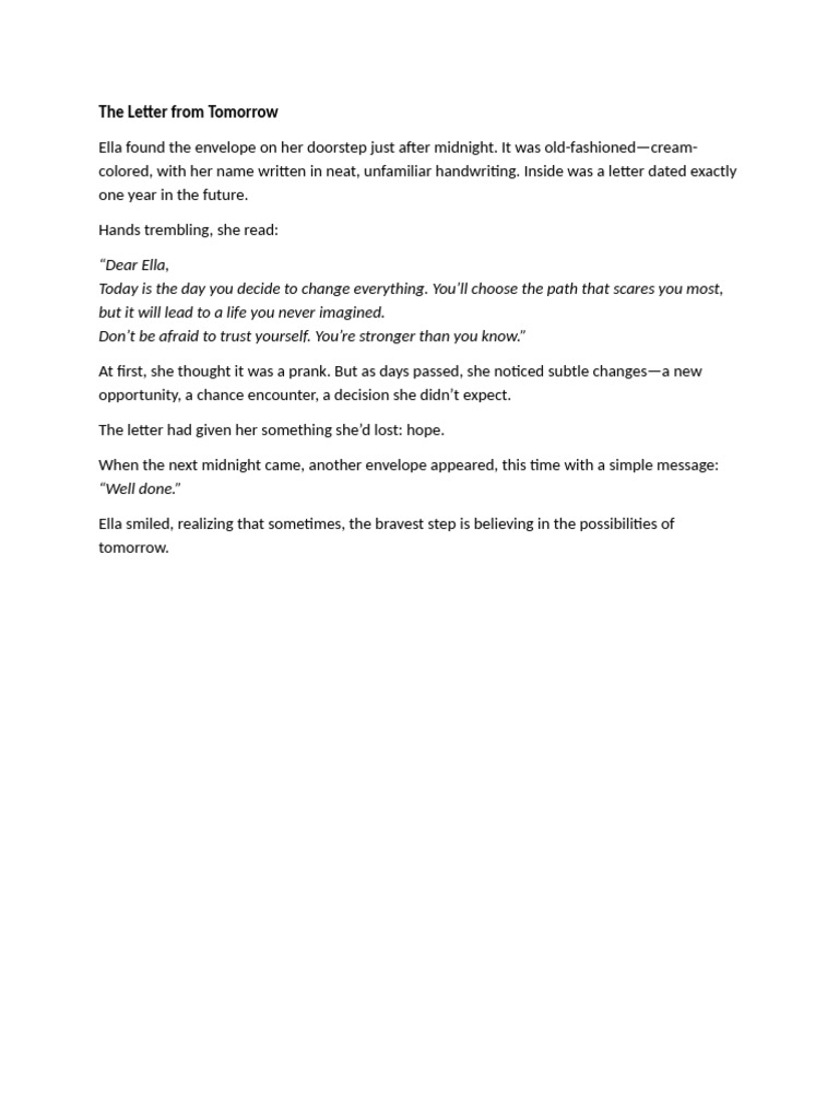 The Letter From Tomorrow | PDF
