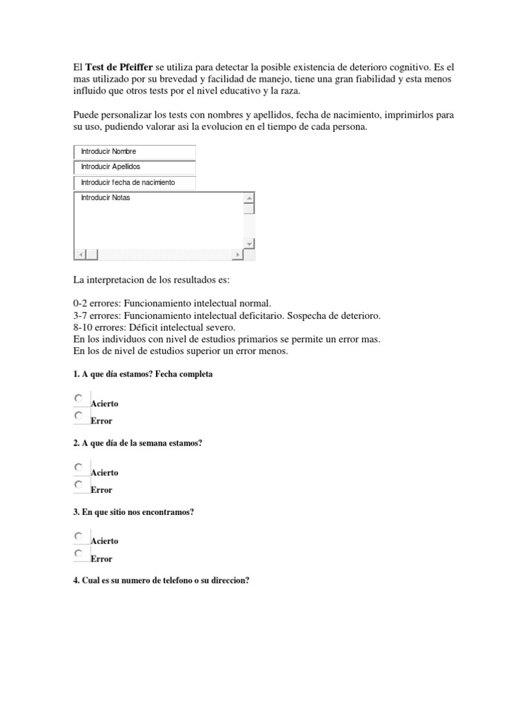 El Test de Pfeiffer