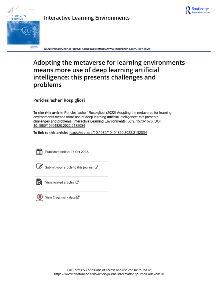 DLT - Adopting The Metaverse For Learning Environments Means More Use of Deep Learning ...