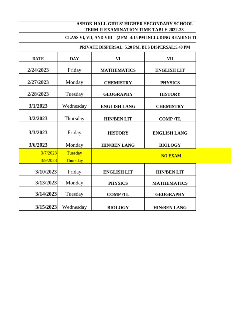 Term - II Time Table 2023 | PDF | Liberal Arts Education | Inquiry