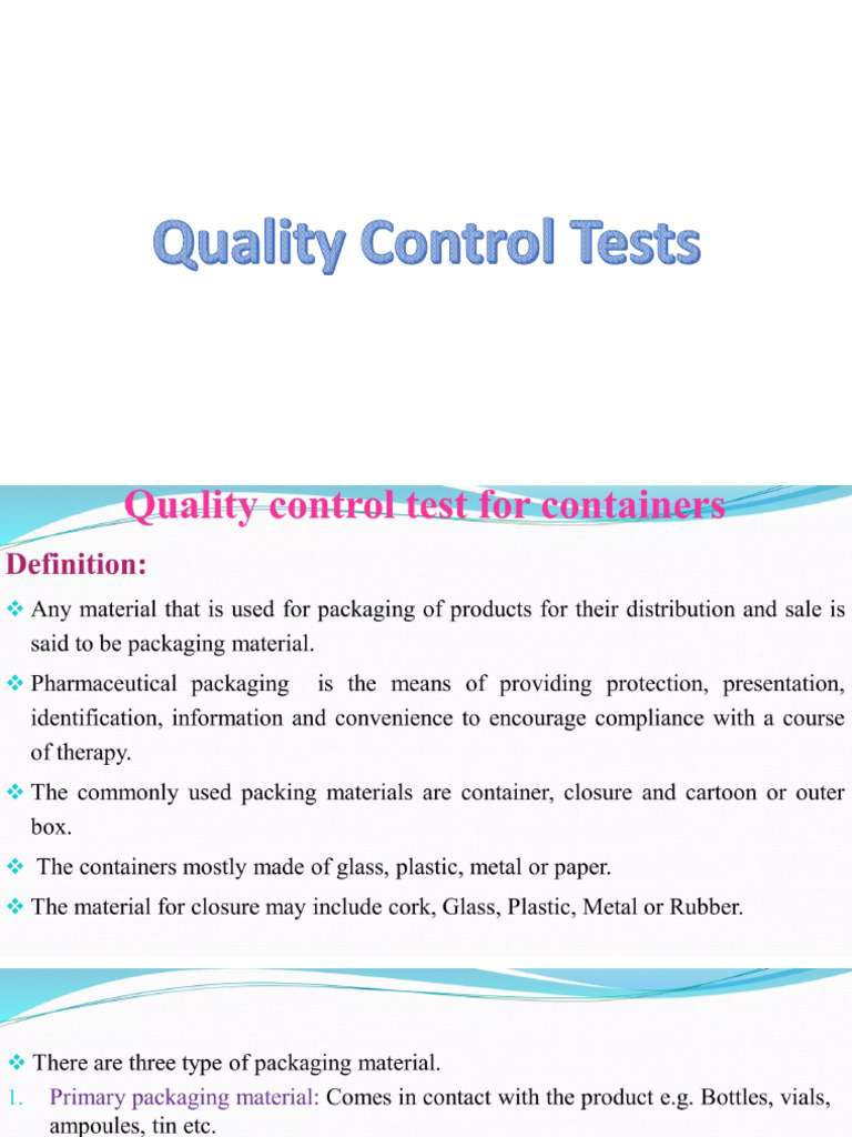 Quality Control Tests | PDF