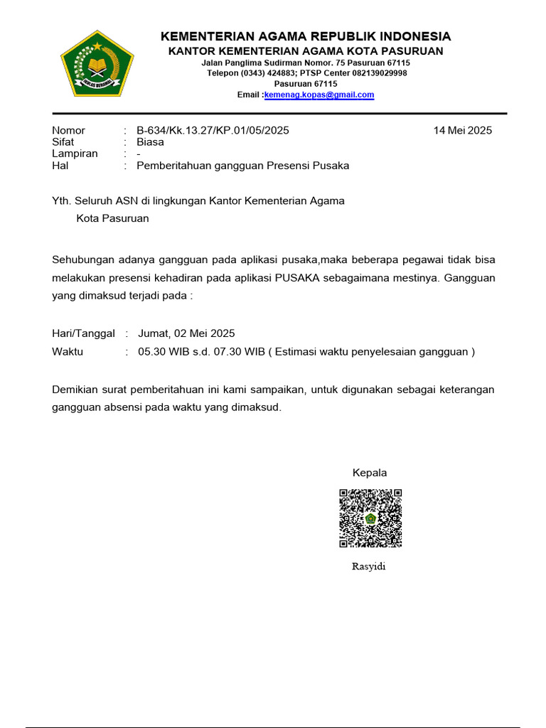 Surat Keterangan Pemberitahuan Error 02 Mei 2025 | PDF