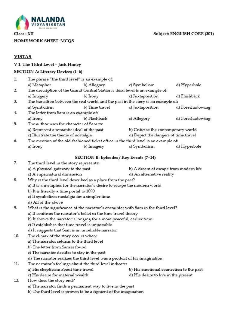 Grade Xii Pt-1 Rev-2 English HW Literature Mcqs 2025-26 | PDF | Poetry