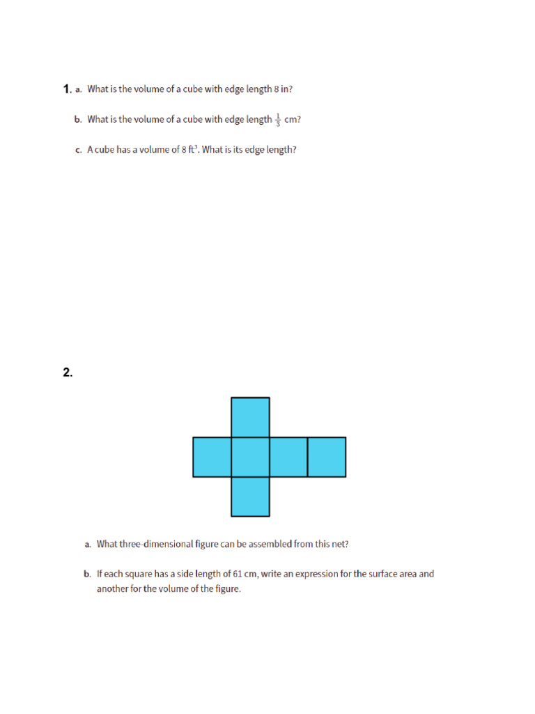 Middle School Surface Area Problems | PDF