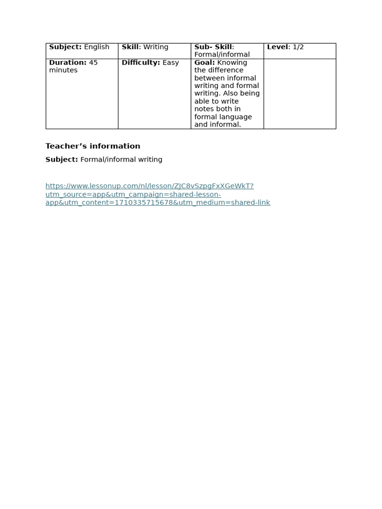 Formal vs Informal Writing Guide | PDF