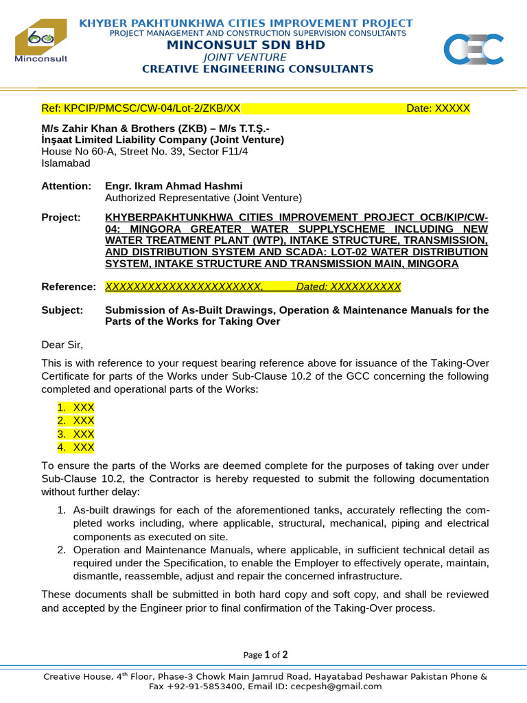 CW04 Lot02 As Built and Operation and Manintenacne Manual For TOC by ...