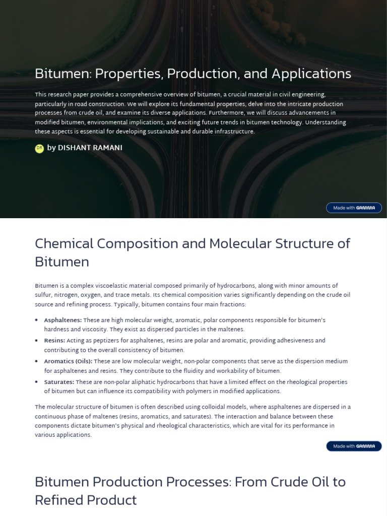 Bitumen Properties Production and Applications | PDF | Road Surface ...