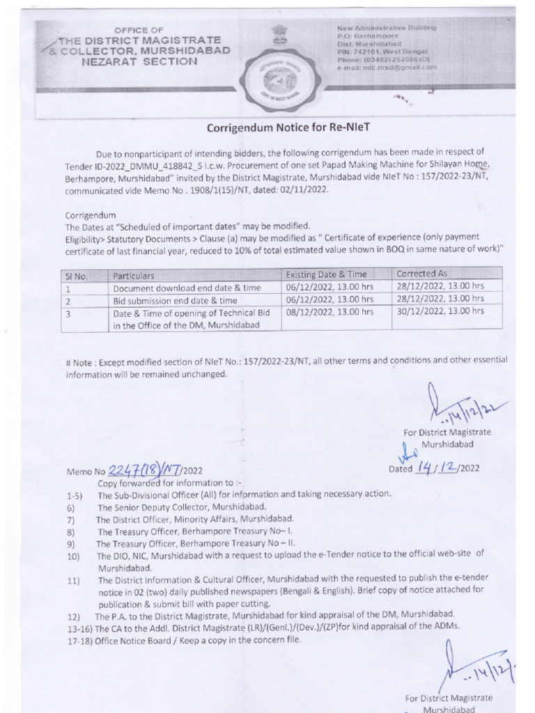 Re Tender Format | PDF