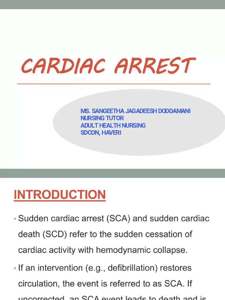 Cardiac Arrest or Cardiopulmonary Arrest Ahn 3rd Sem | PDF