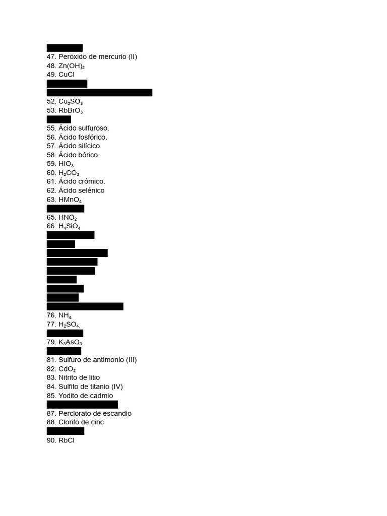 Ejercicios Formulación Inorgánica 4 | PDF