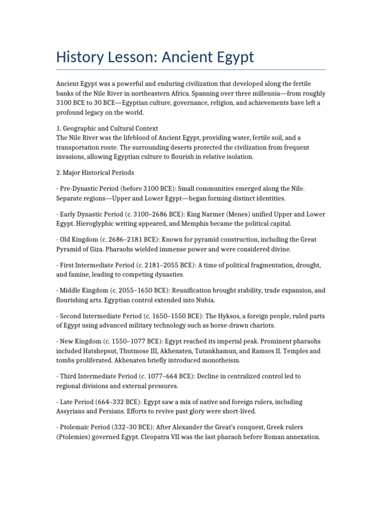 Ancient Egypt History Lesson 2 | PDF | Ancient Egypt | Ancient Egyptian ...