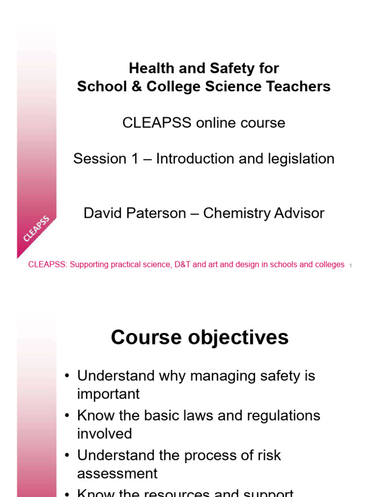 CLEAPSS Teachers H S Self Study Online All Slides | PDF | Occupational ...