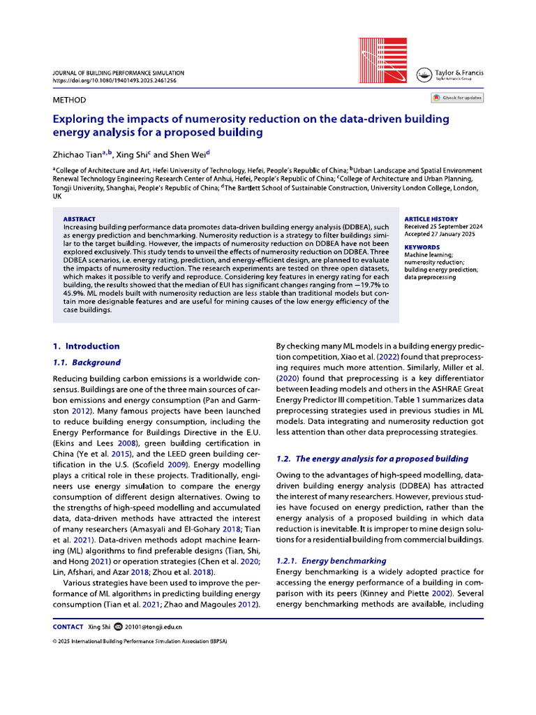 1exploring The Impacts of Numerosity Reduction On The Data-Driven Building | PDF