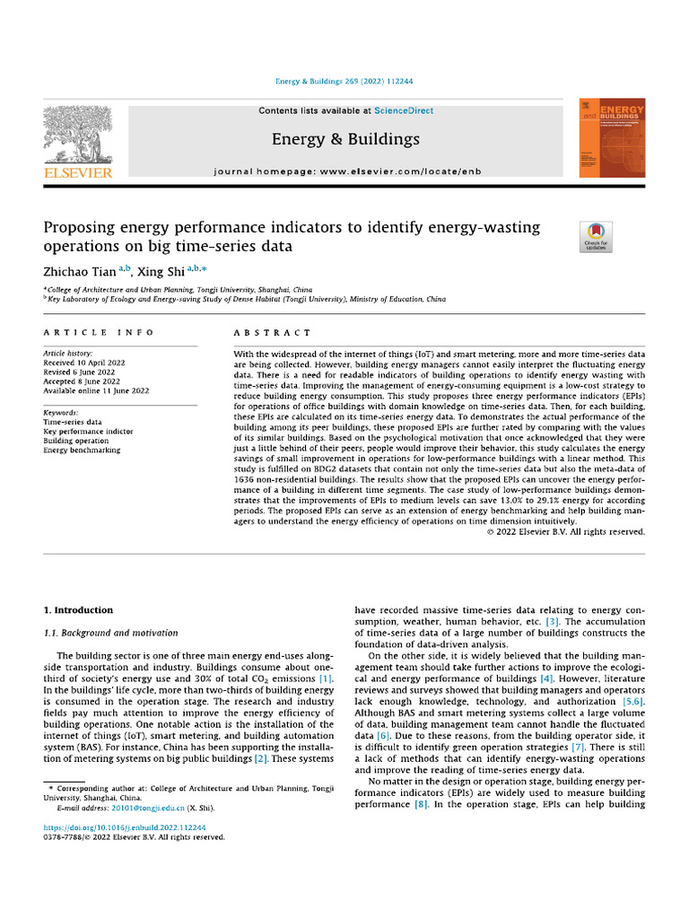 Proposing Energy Performance Indicators To Identify Energy-Wasting | PDF
