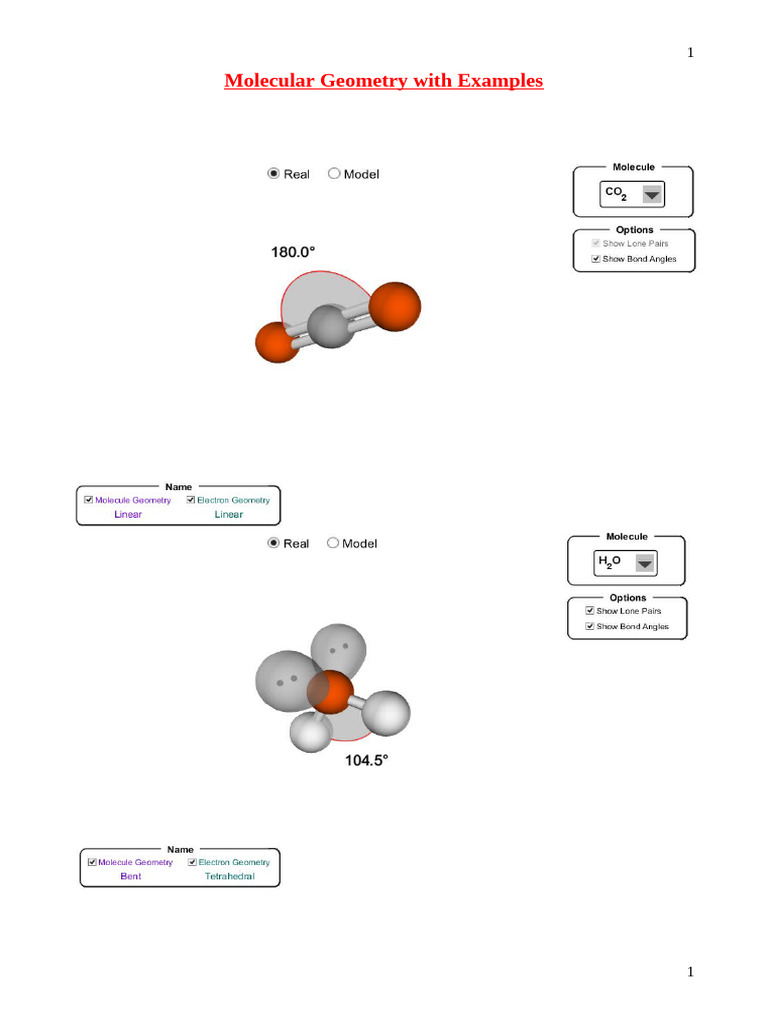Molecular Geometry With Examples | PDF