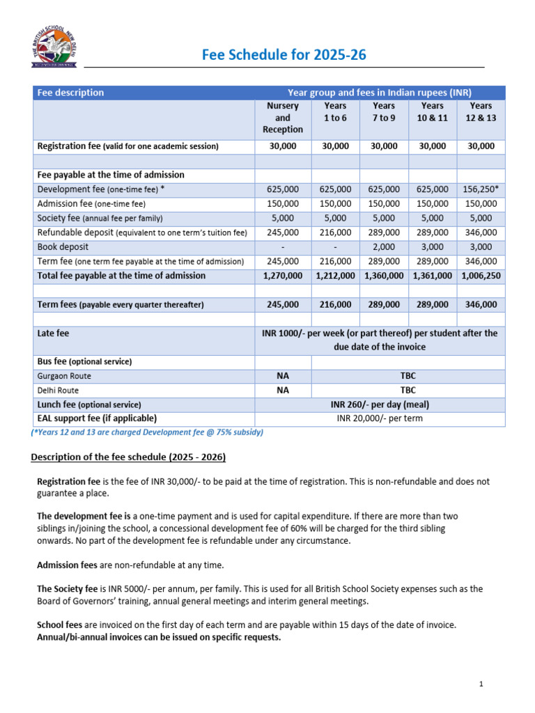 2025-26 School Fee Structure Overview | PDF | Fee | Expense