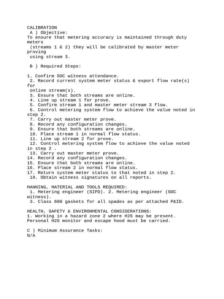Meter Calibration Procedure for Duty Meters | PDF