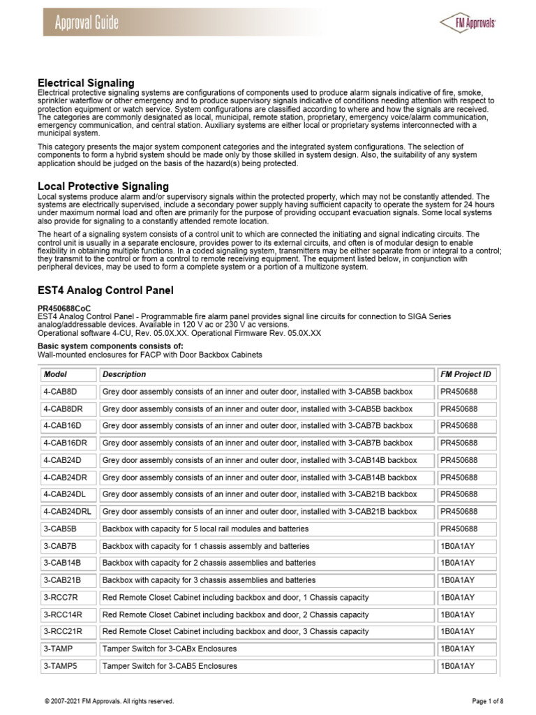 FM Approval For EST4 Analog Control Panel | PDF | Network Switch ...