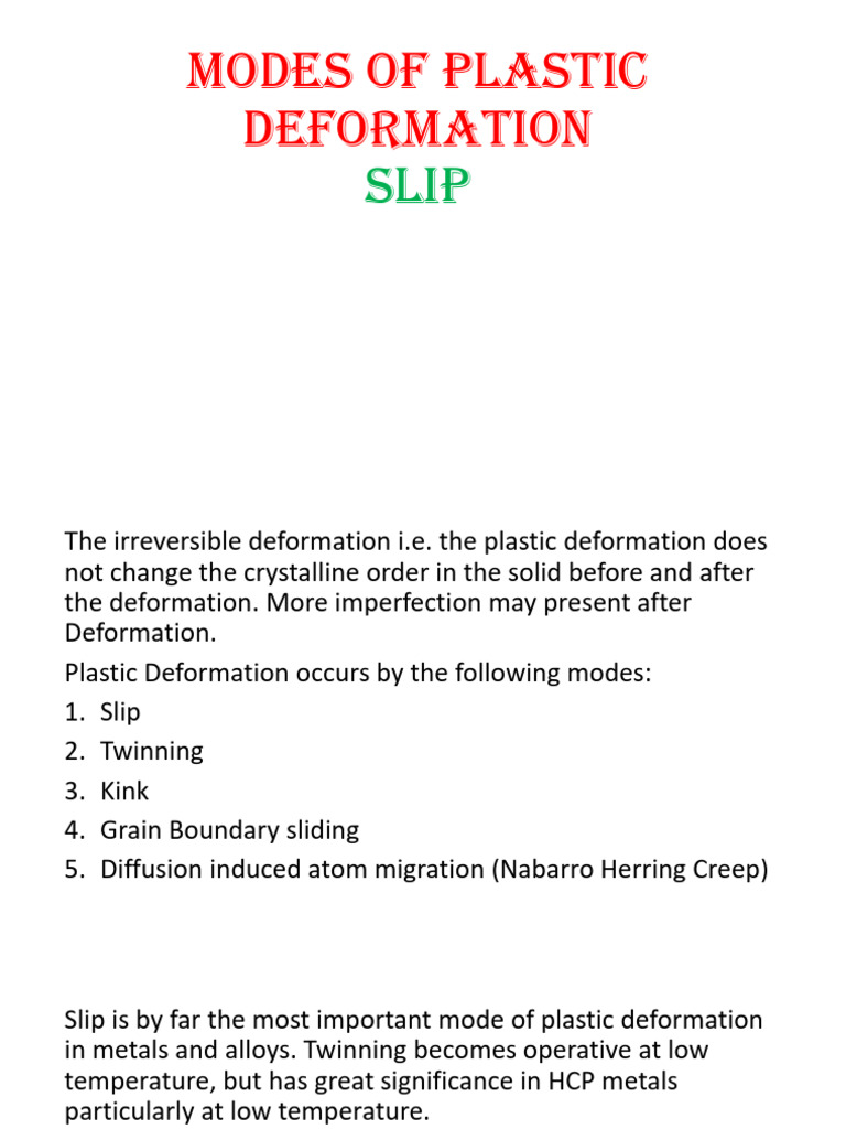Understanding Slip in Plastic Deformation | PDF