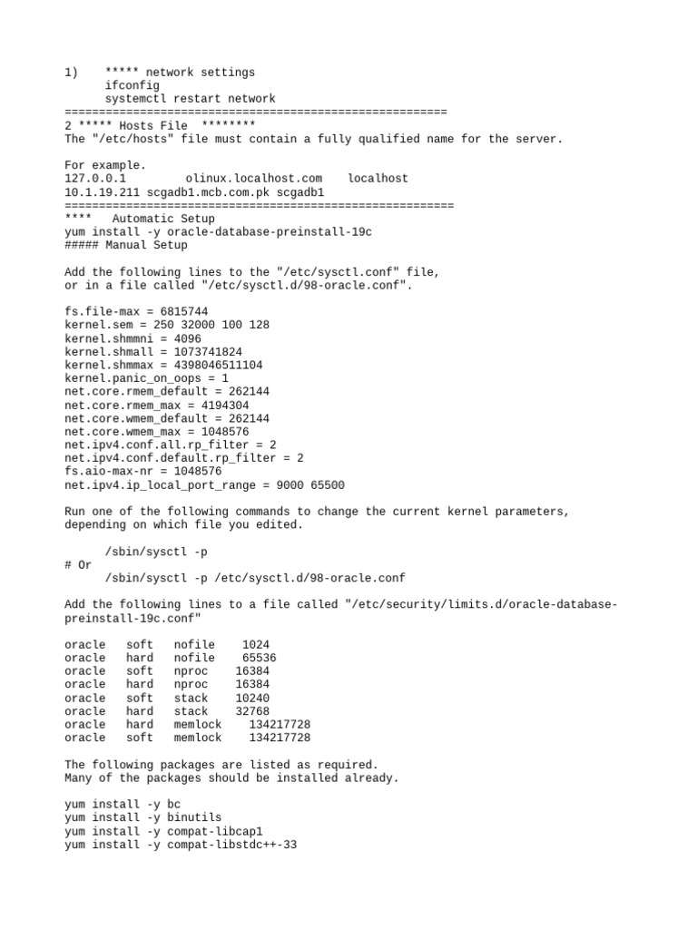 19c Installation Document | PDF | Software | System Software