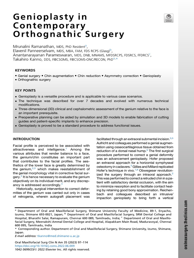 Tenon Technique in Genioplasty | PDF | Surgery