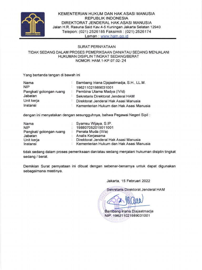 Surat Bebas Hukdis Syamsu | PDF