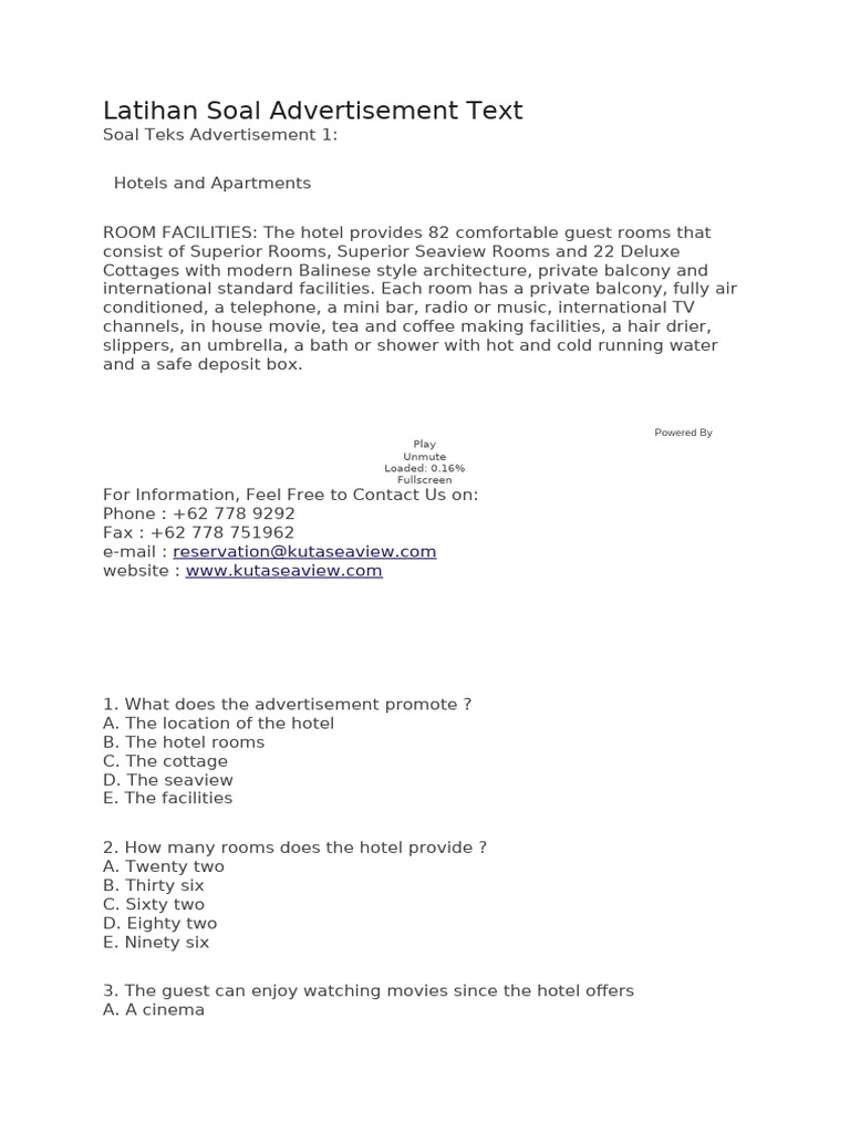 Latihan Soal Advertisement Text | PDF | Giacomo Casanova | Hotel